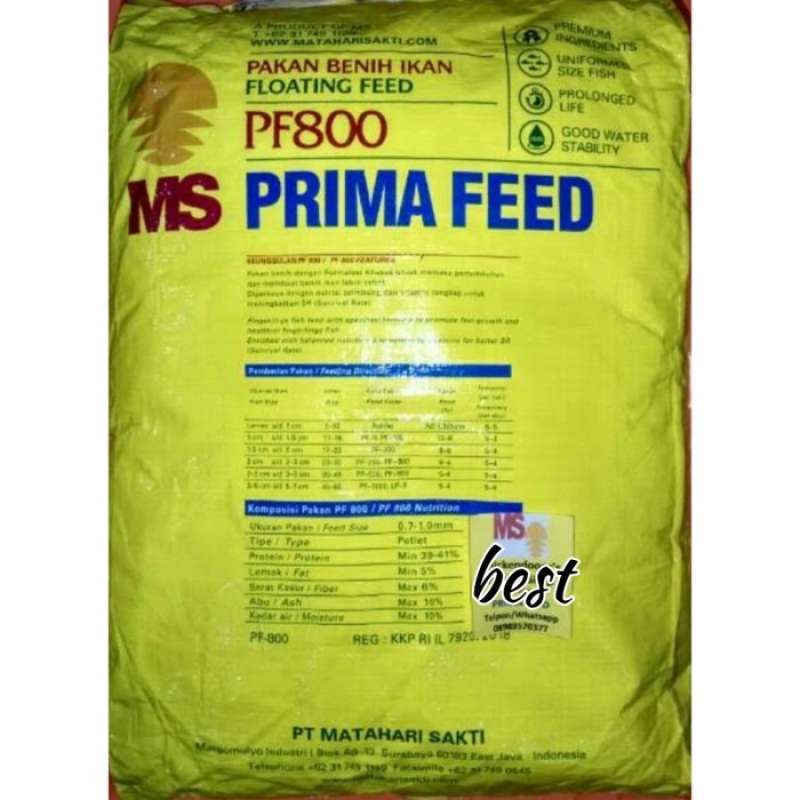 Promo Pakan Ikan Prima Feed Pf 800 1 Karung(10kg) Diskon 35% Di Seller ...