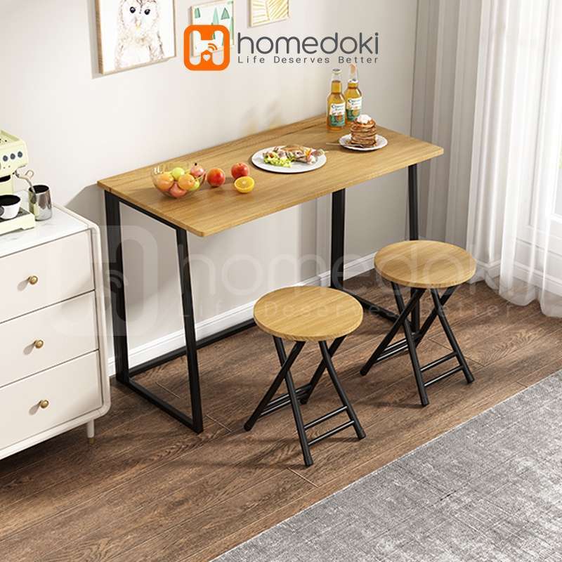 Promo Homedoki Meja Makan Set / Meja Makan Lipat 2 Bangku / Meja Kopi / Meja Makan Minimalis 2 ...