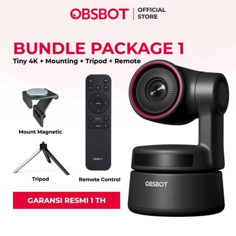 Promo OBSBOT Tiny 4K AI-Powered PTZ 4K Webcam Bundle With Acc Diskon 23 ...