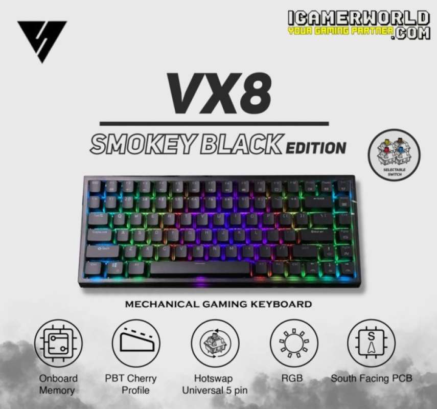 Promo Vortex Series VX8 Smokey RGB Hotswap Mechanical Gaming Keyboard Diskon 23% di Seller ...