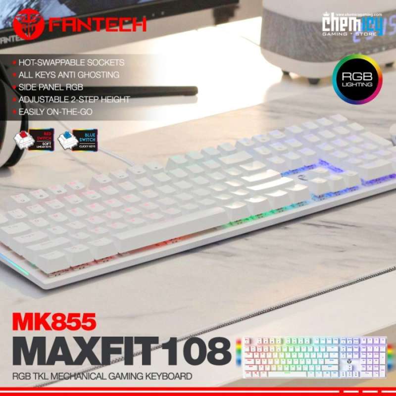 Promo MAXFIT108 / MK855 White RGB Hotswap Mechanical Gaming Keyboard Diskon 23% di Seller Sisbro ...