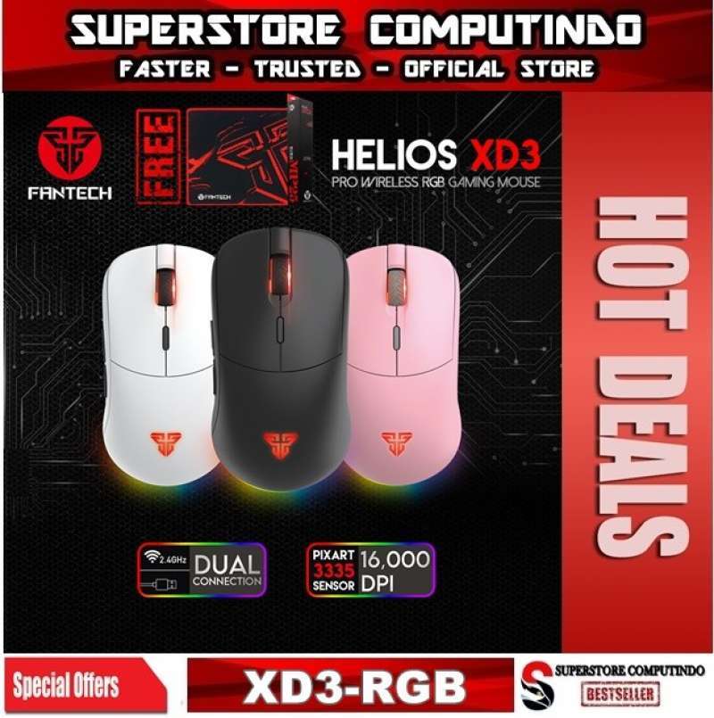 Promo HELIOS XD3 Wireless Mouse Gaming RGB Dual Mode Diskon 23% di ...