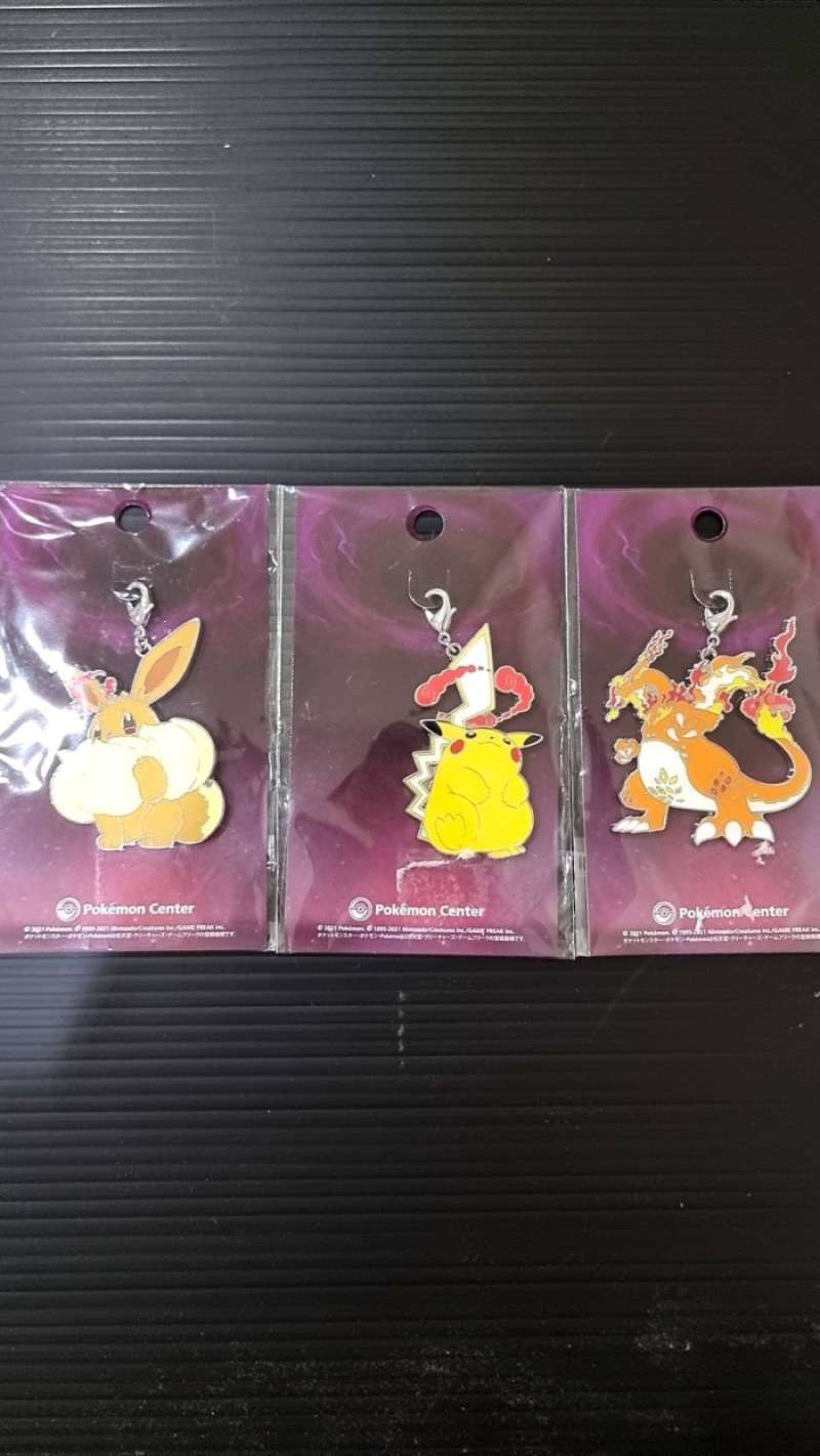 Promo Keychain Pokemon Official : Eevee, Pikachu, Charizard Vmax ...