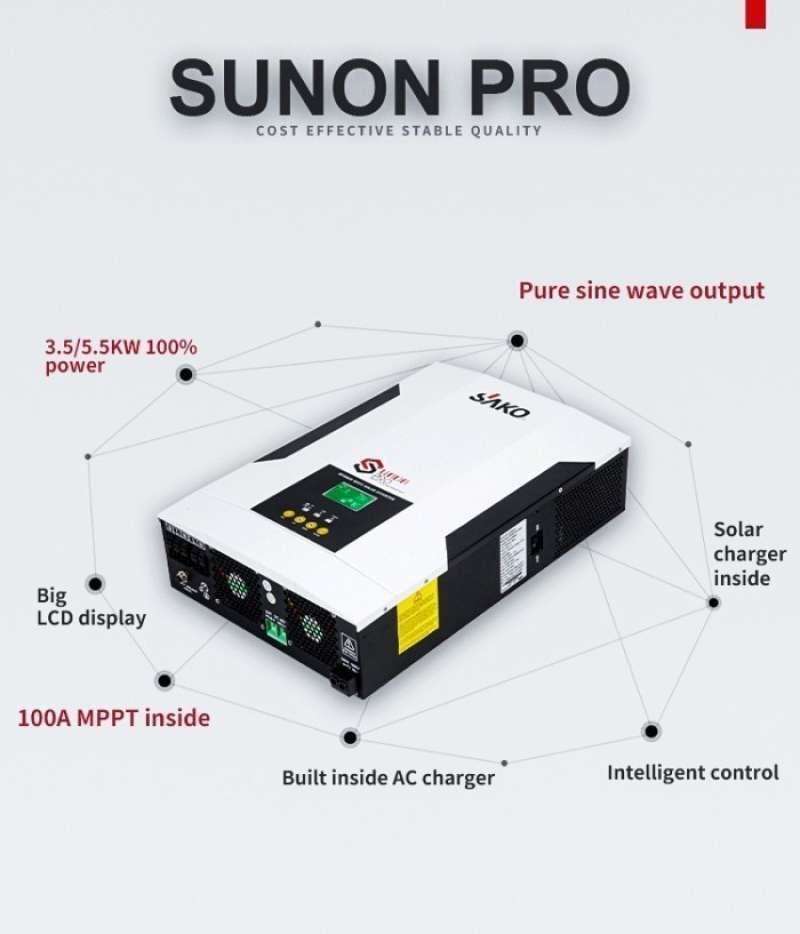 Promo Solar Hybrid Inverter Sako Sunon Pro 5.5kw Mppt 100a Bs Tanpa ...
