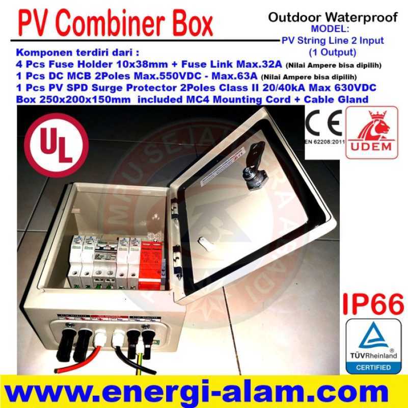 Promo PV String Combiner Box [2 PV in/ 1 DC Out 500Vdc] instalasi PLTS ...