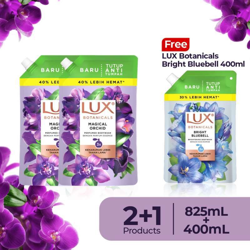 Promo Buy 2 Lux Botanicals Magical Orchid with Vitamin C Essence Sabun Mandi Cair Refill [825 mL ...