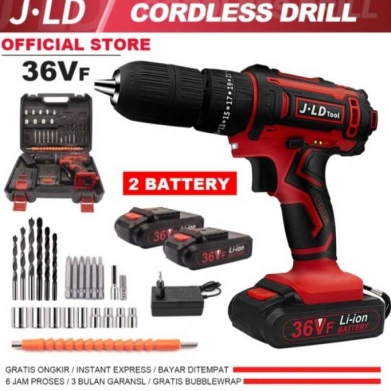 Promo Cordless Hammer Drill JLD TOOL 36V SET Koper Mesin Bor Tembok ...