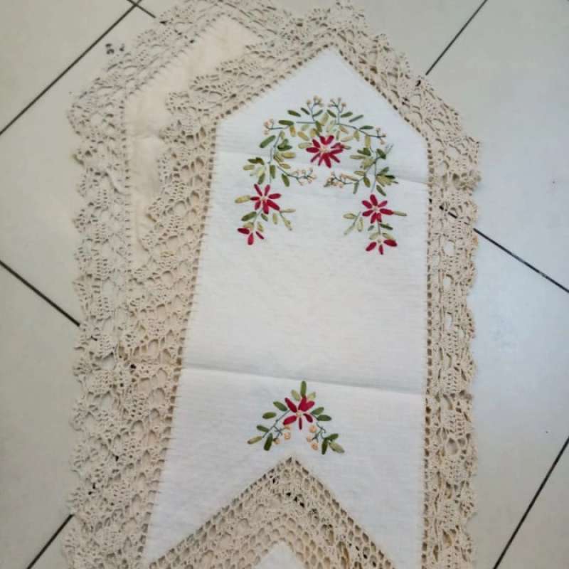 Promo Baru Taplak Runner Meja Panjang Rajut Sulam Pita 18040Cm Diskon ...