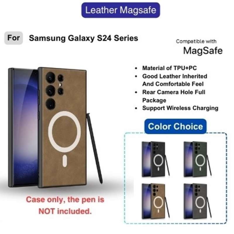 Promo Case Samsung Galaxy S24 Ultra Plus GKK Leather Magsafe Case S24 Ultra Gray Diskon 31 Di
