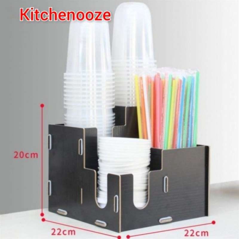 Promo Coffee Paper Cup Holder Rack Wooden I Rak Susun Gelas Sedotan ...