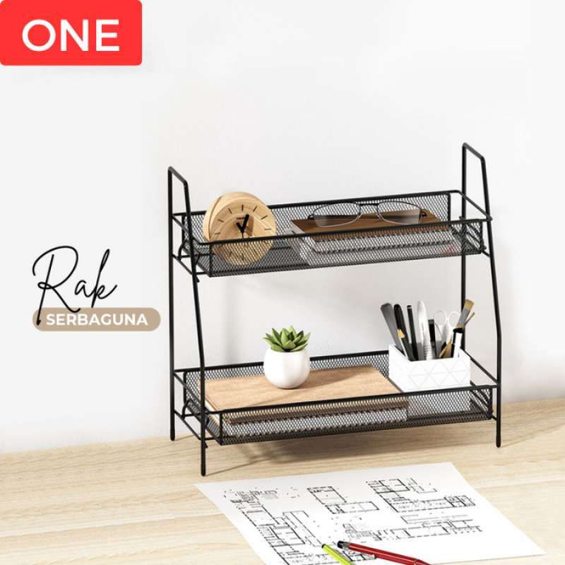 Jual Rak Alat Kantor Kosmetik Bumbu Dapur Serbaguna 2 Susun Besi ...