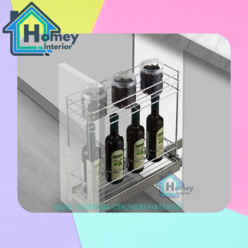 Jual VITCO pull out bottle storage rack 200 mm/ rak bumbu botol dapur ...