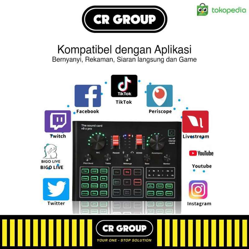 Jual [CR GROUP] BM800P 1 SET PERANGKAT SOUND CARD V9X PRO MICROPHONE di ...