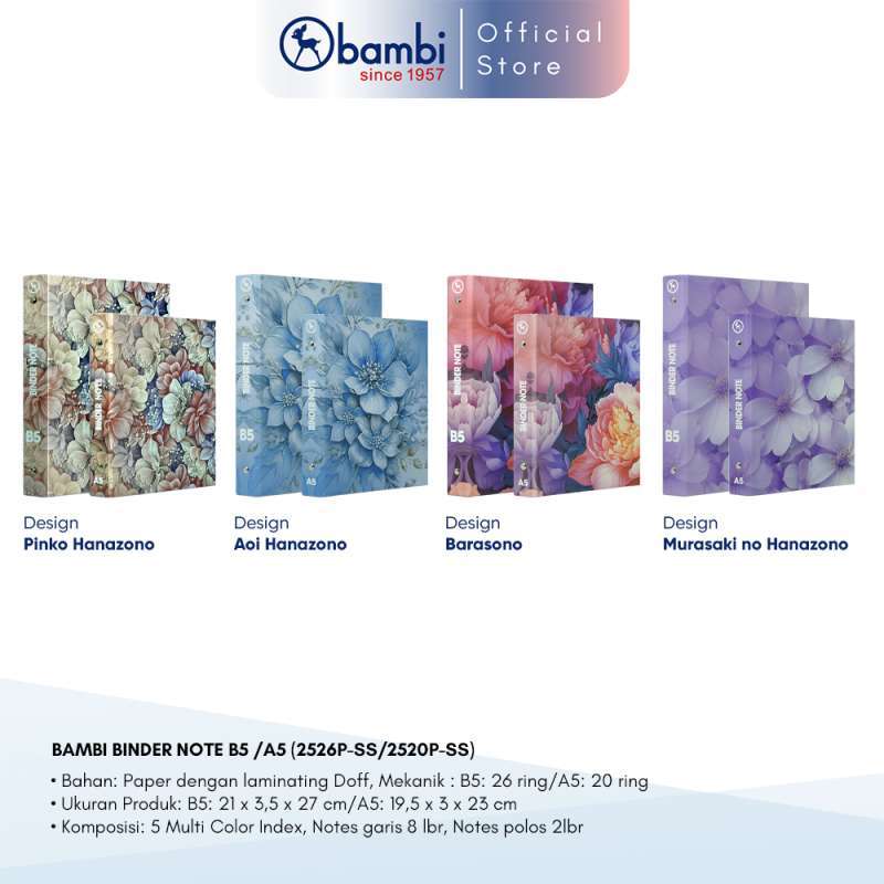Jual Bambi Binder Note A5 dan B5 Spring Summer Murasaki no Hanazono di ...