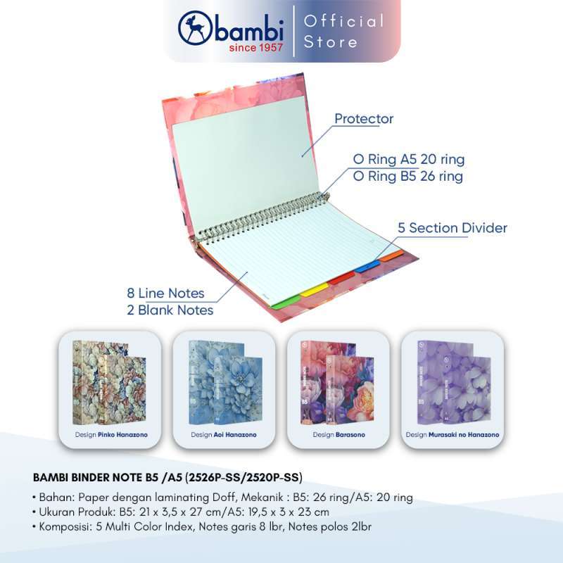 Jual Bambi Binder Note A5 dan B5 Spring Summer Murasaki no Hanazono di ...