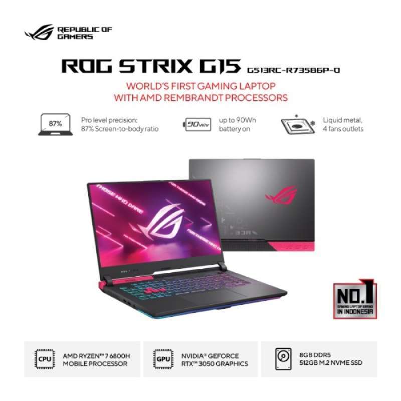 Jual ASUS ROG STRIX G513RC RYZEN 7 6800H 16GB 512SSD RTX3050 4GB W11 ...