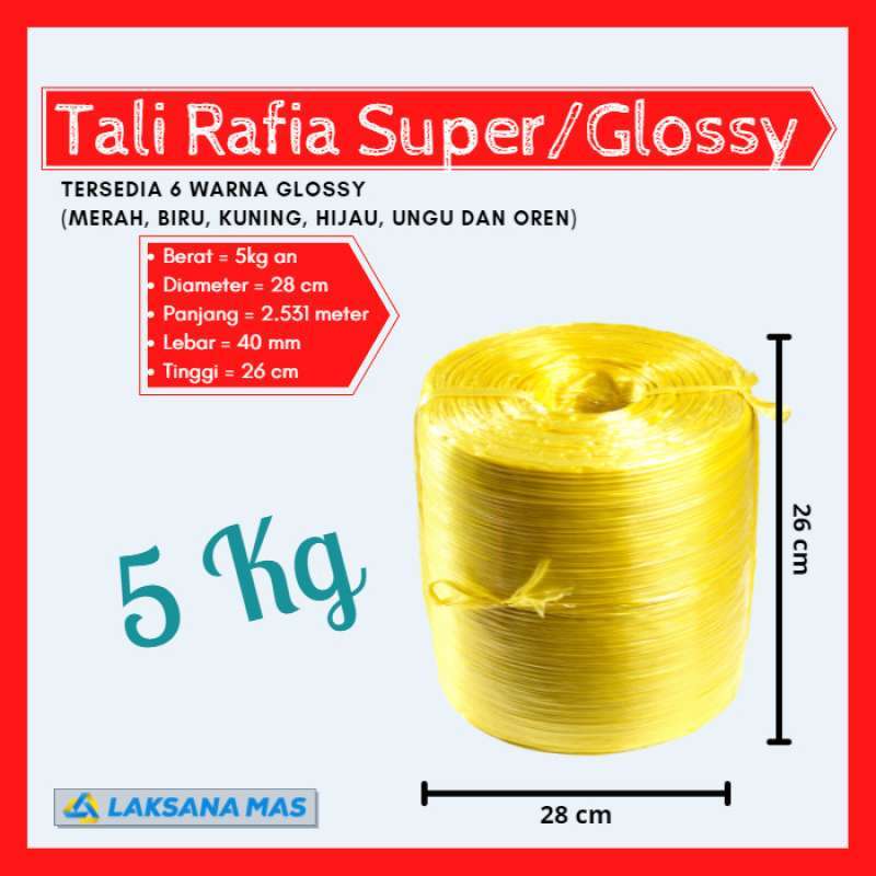 Promo Tali Rafia Plastik Laksanamas Glossy Warna Kuning/merah/biru ...