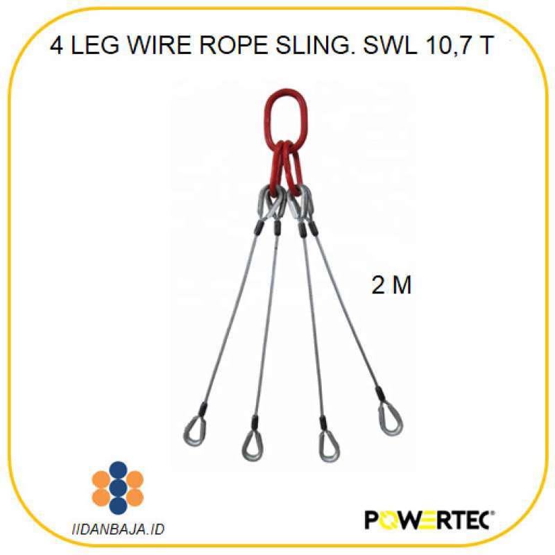 Promo 4 Leg Wire Rope Sling. 20 Mm X 2 M. Swl 10,7 T Powertec Diskon 23 ...