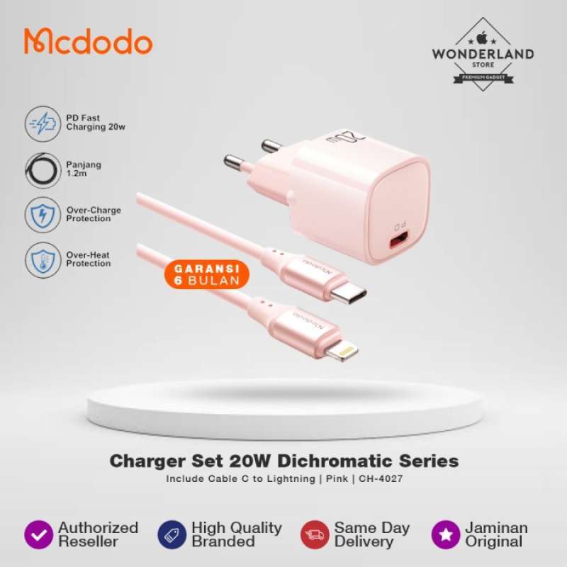 Promo MCDODO ADAPTOR CHARGER SET 20W USB-C TO LIGHTNING FAST CHARGING ...