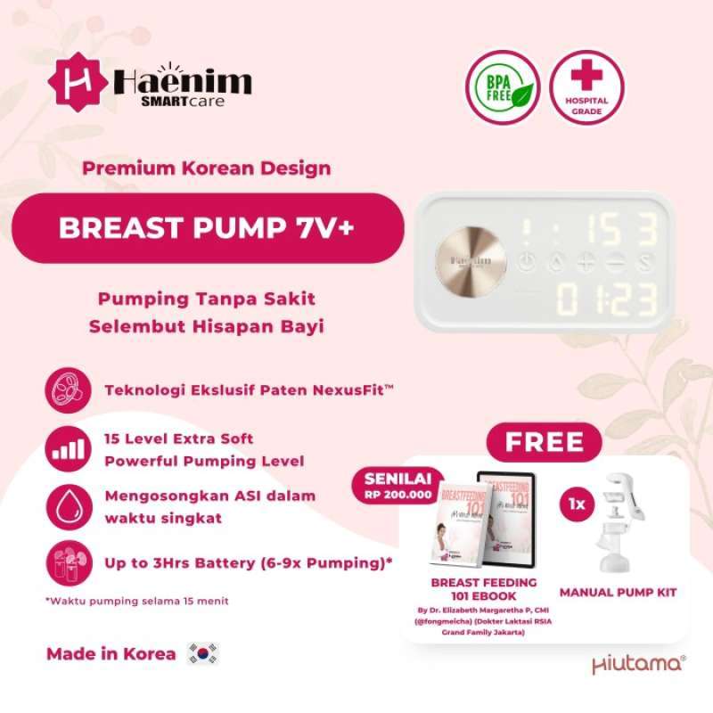 Promo Pompa Asi Elektrik Haenim Breast Pump 7V+ Anti Sakit Portable ...