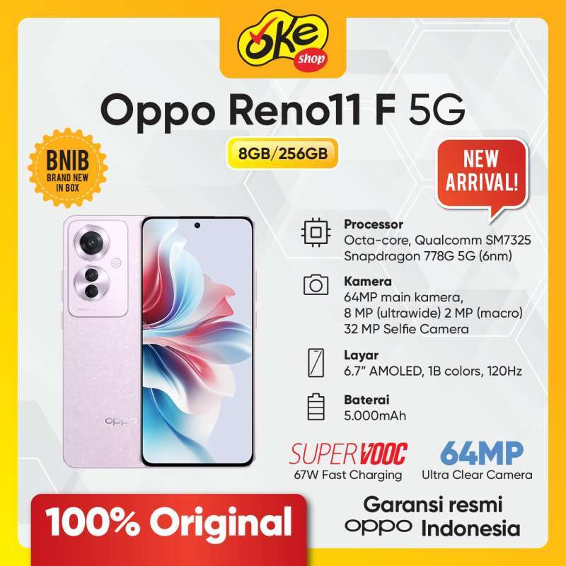 Jual OPPO Reno 11F 5G 8/256GB - Purple di Seller Okeshop O2O Official Store - Xiaomi Grand ...