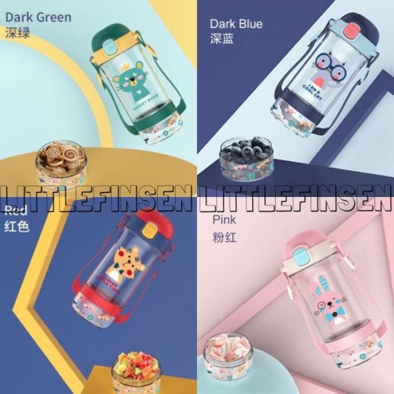 Promo Botol 2in1/botol plus tempat snack/botol teguk karakter/botol ...