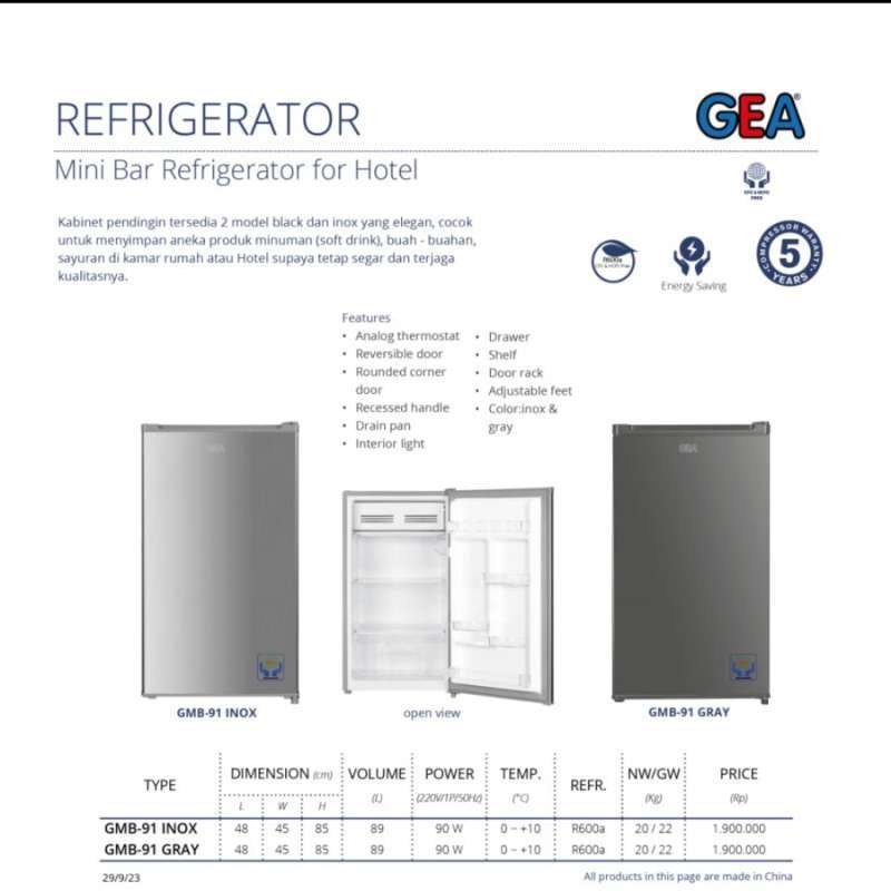 Jual Kulkas Gea 1 Pintu Gmb-91 Mini Bar 89l - Inox Silver Di Seller ...