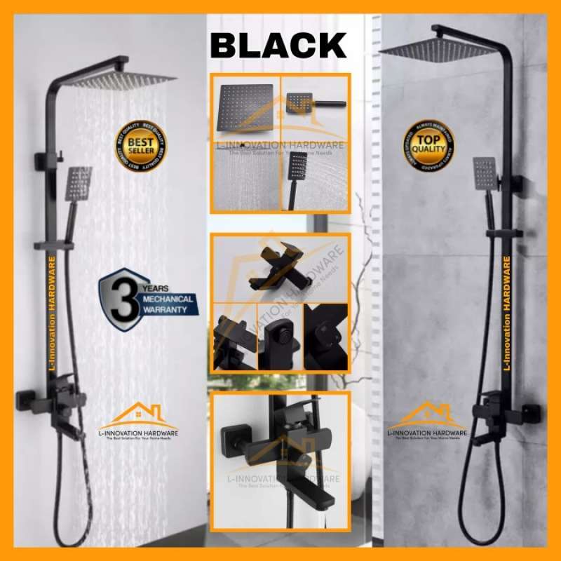 Promo SHOWER COLUMN TIANG SET KRAN AIR PANAS DINGIN KERAN MIXER KUNINGAN - BLACK Diskon 50% di ...