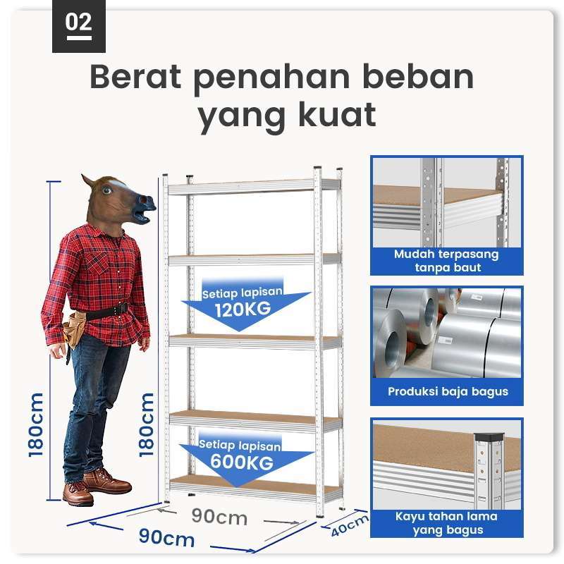Promo Rak Besi Siku 5 susun - Rak Besi - 5-Sliver--90X40X180 Diskon 55% ...