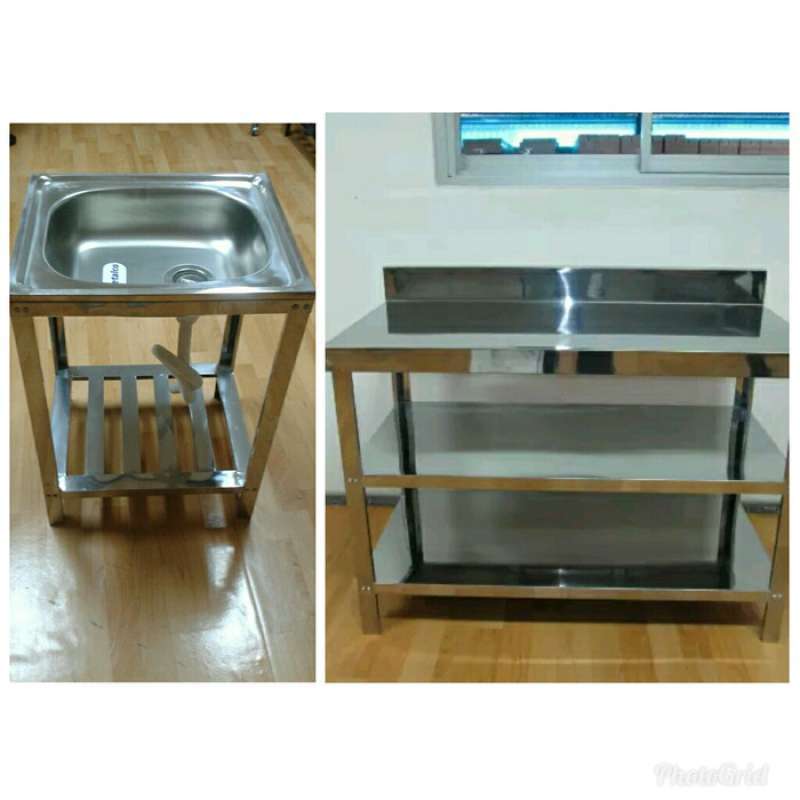 Promo Paket Meja Stainless 3 Rak Mt3 Dan Bak Cuci Piring Tanpa Drainer ...