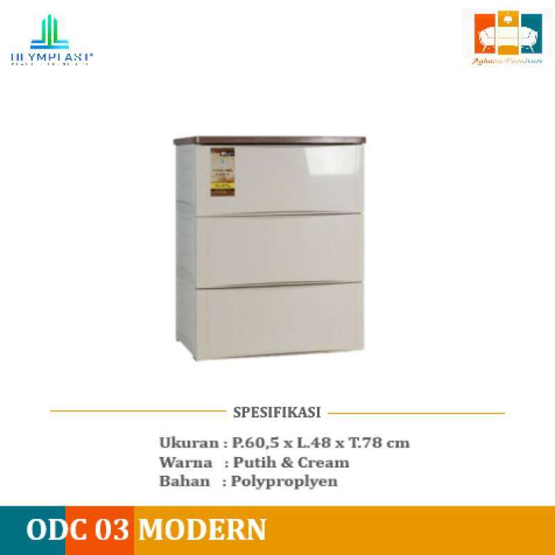 Promo Lemari Laci Plastik 3 susun Olymplast Drawer ODC 03 Modern Diskon ...