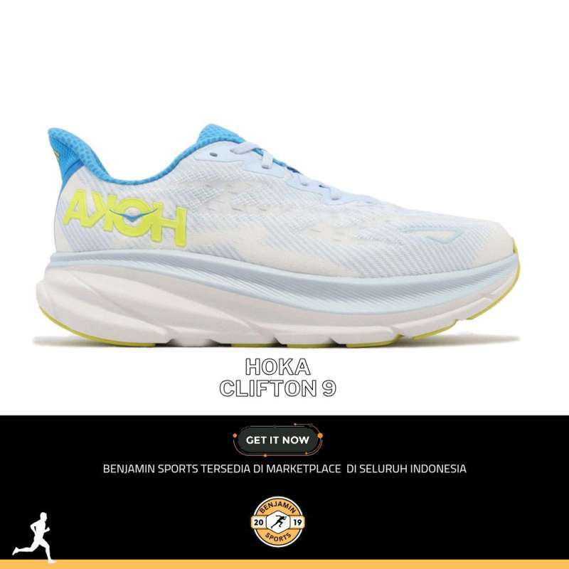 Promo HOKA Clifton 9 White | sepatu lari pria Original Diskon 20% di Seller Benjaminsports ...