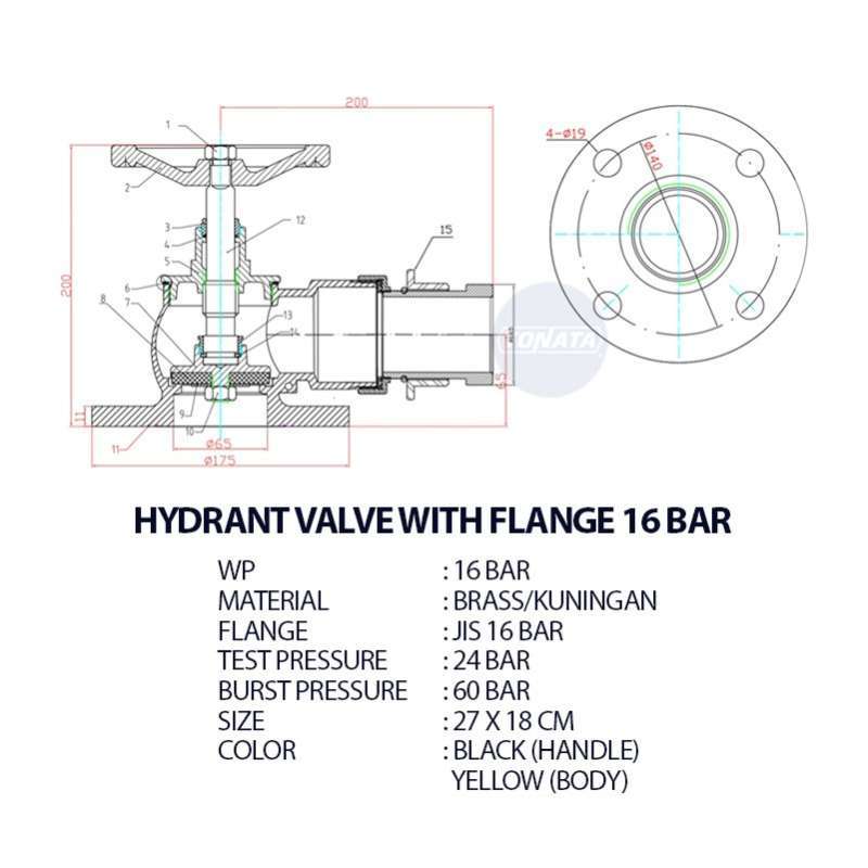 Promo Hydrant Valve Machino 2.5 - 16K / Type Flange / Brass / Import ...
