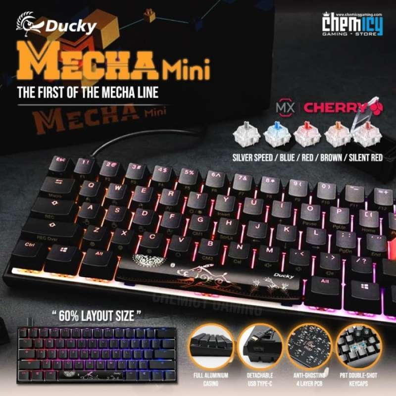 Promo Ducky Mecha Mini Rgb Light 60% Aluminium Mechanical Gaming ...