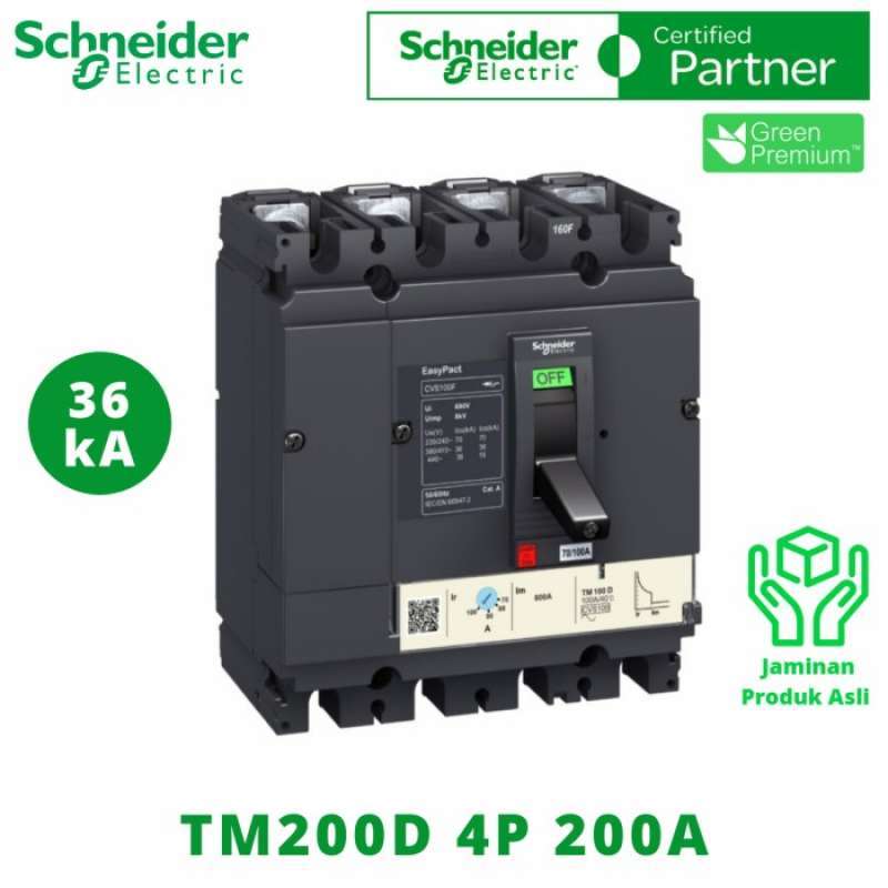 Promo MCCB 4P 200A TM200D Breaker CVS250F 36kA Schneider SNI LV525342 Diskon 23% di Seller Lixia ...