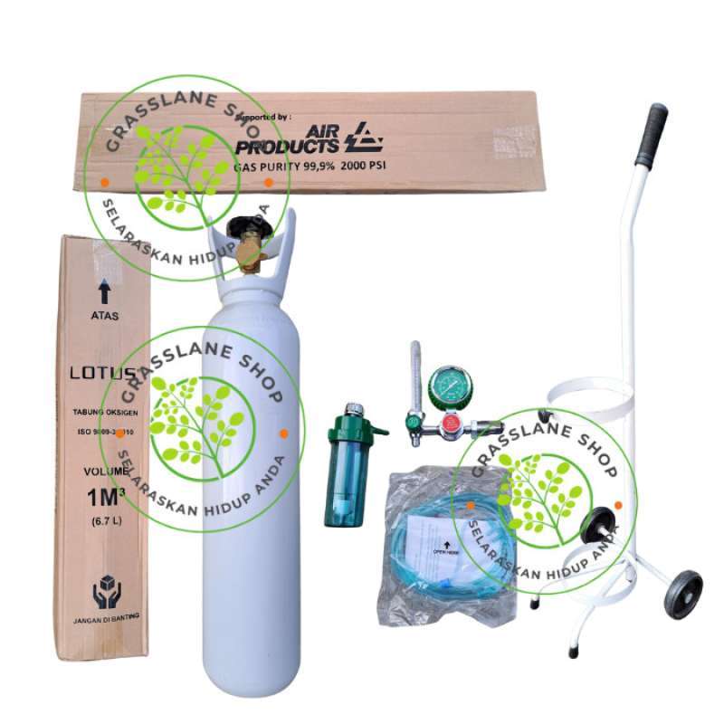 Promo Tabung oksigen 1 m3 komplit (tabung, troly,regulator,selang oksigen) Diskon 33% di Seller ...
