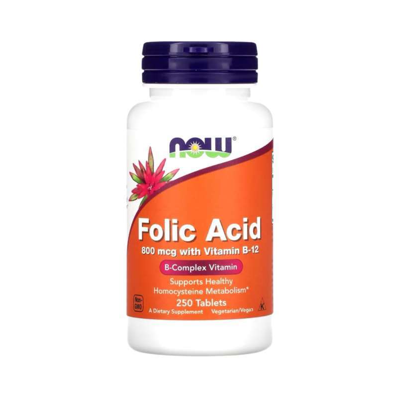 Jual NOW FOODS FOLIC ACID 800 MCG VITAMIN B12 250 TABLETS B-12 ASAM ...