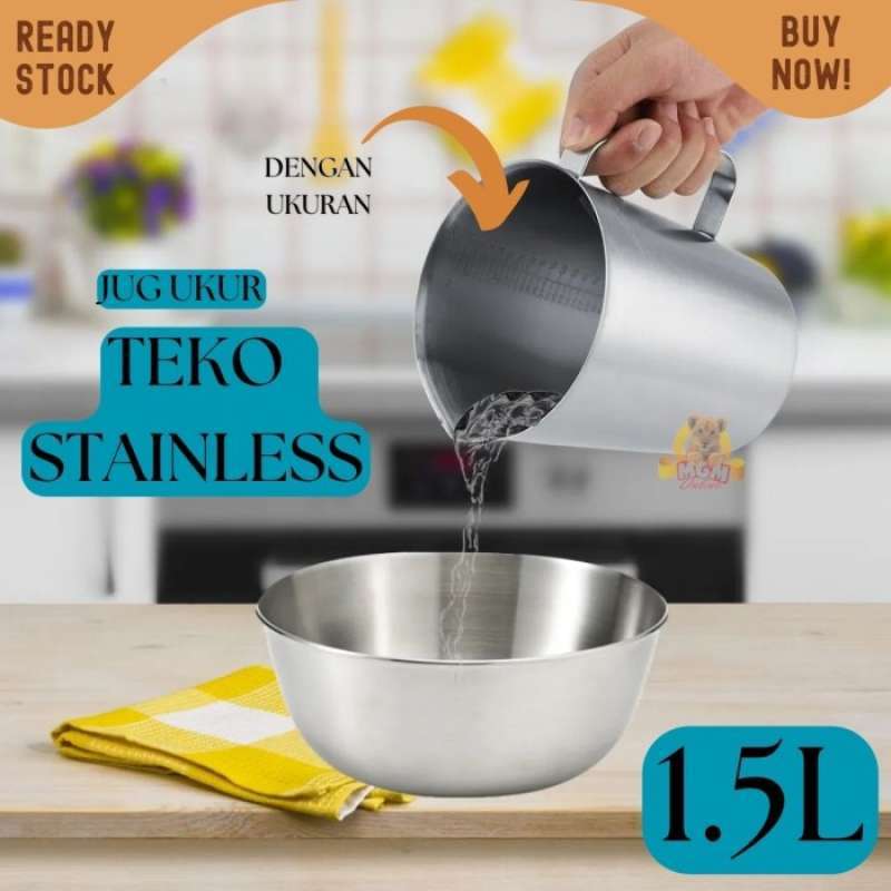 Jual Measuring Jug 1.5L Teko stainless tebal Milk anti karat 1500ml ...