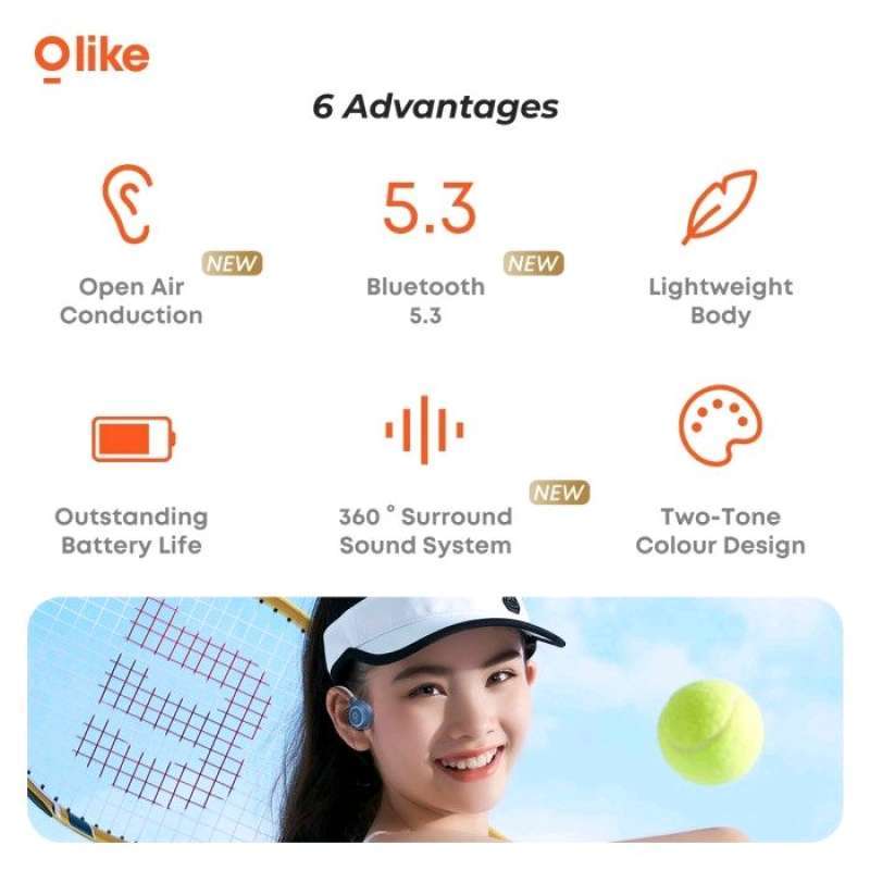 Jual Olike OW1 OpenFit Earphone Wireless Headset Bluetooth Earbud Open ...