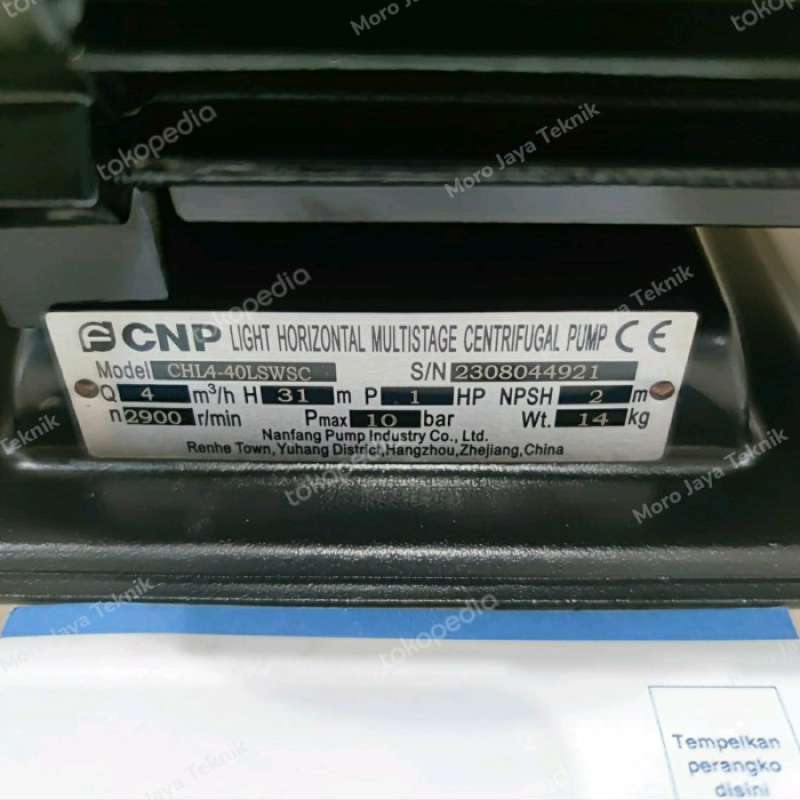 Promo New Pompa Booster Cnp Chl.4-40 380v 3ph Horizontal Multistage ...