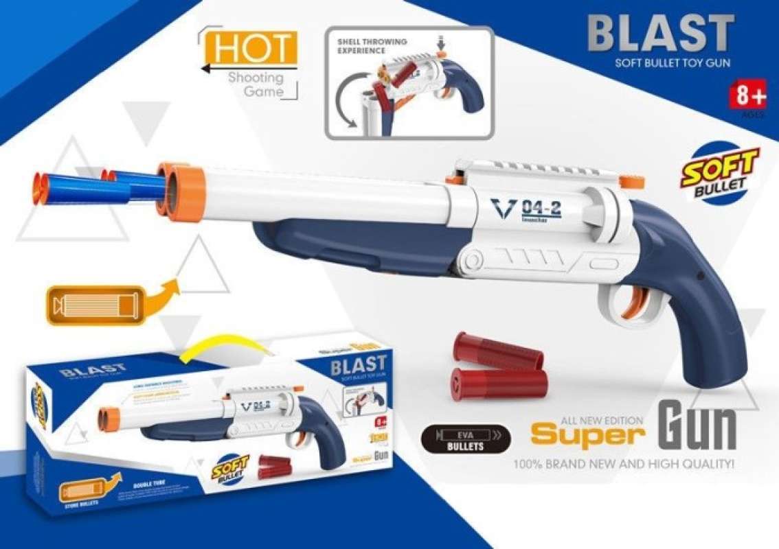 Promo Main Anak Gun Blast Soft Bullet V04-2 Toys Gun Double Tube Super ...