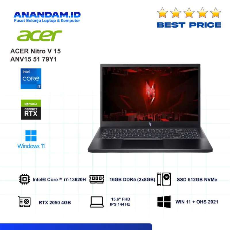 Jual Acer Nitro V 15 Anv15 51 79y1 Rtx2050 I7 13620h 16/512gb Ssd Fhd ...