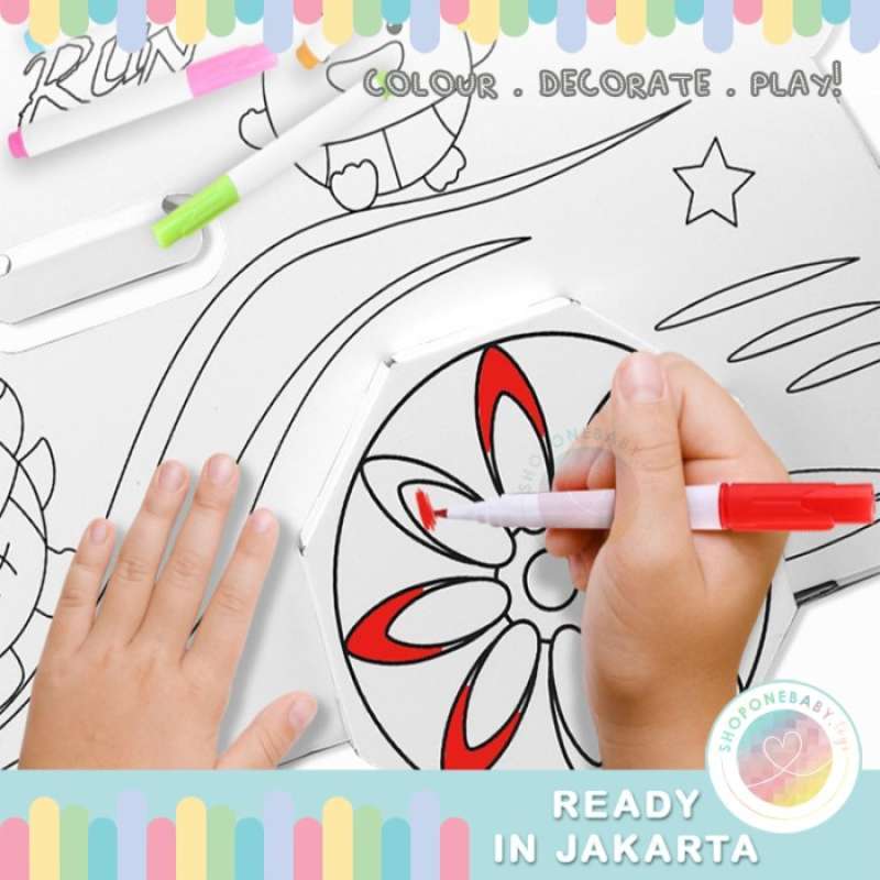 Promo Jkt Mainan Anak Mewarnai Mobil Diy Doodle Colouring Toy Wearable ...
