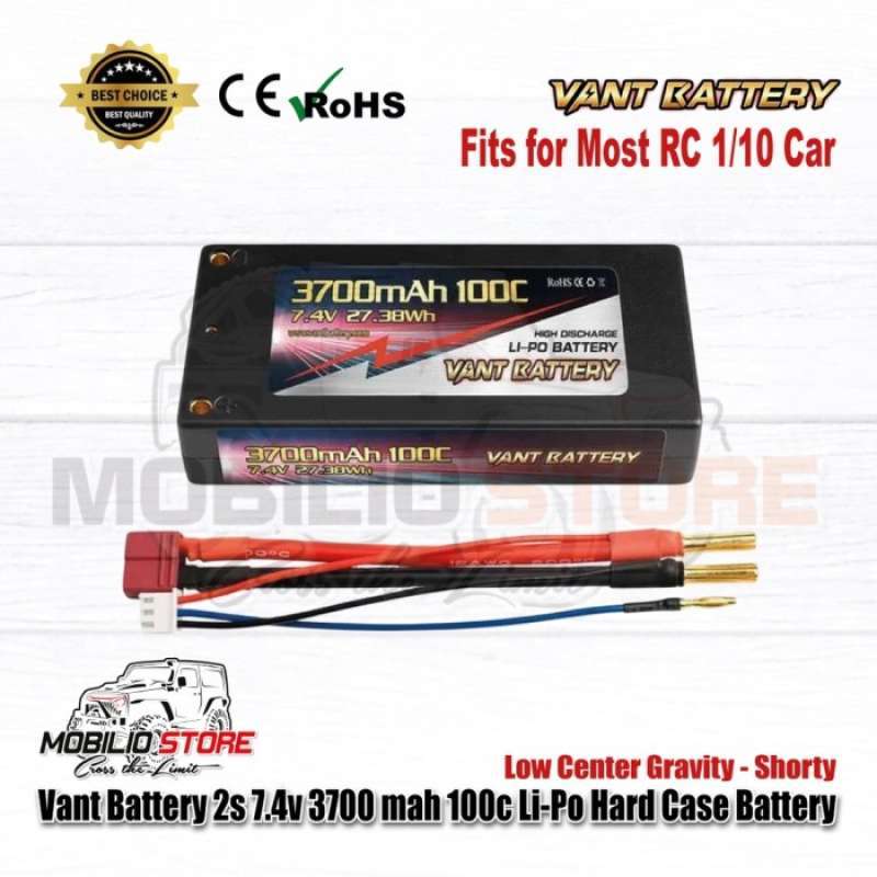 Promo Vant Battery 2s 7.4v 3700 Mah 100c Lcg Li-polymer Battery Shorty ...