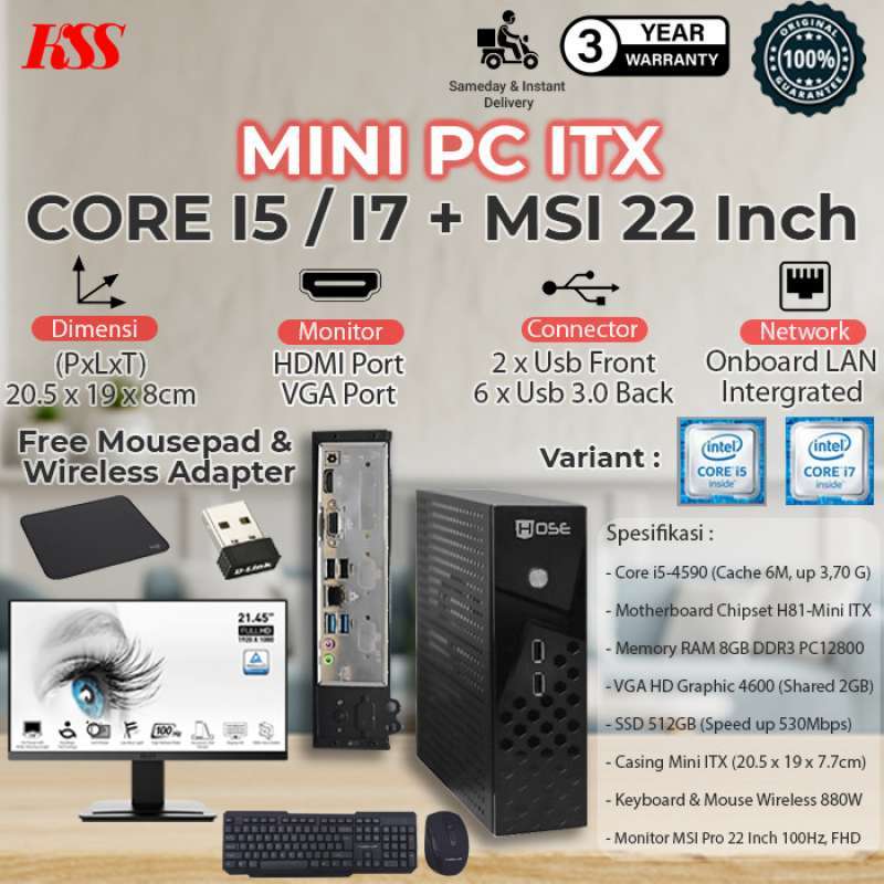 Promo Komputer Slim / Thin / Mini Pc [core I5, 8gb, Ssd, Monitor] Siap ...