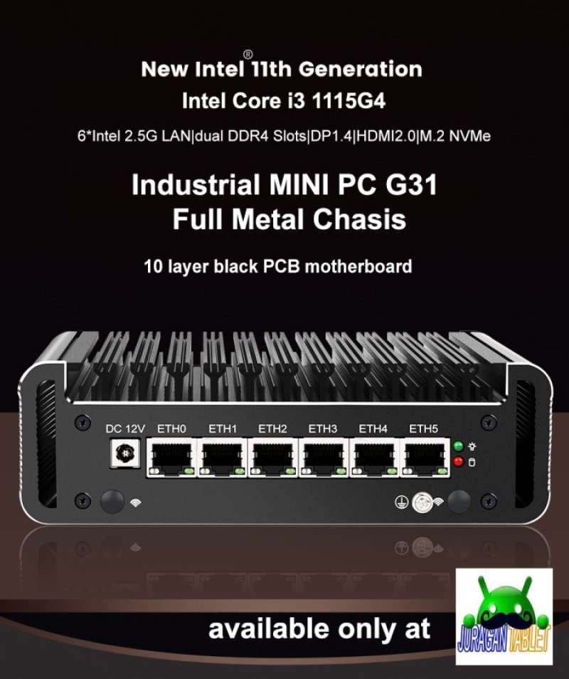Promo Industrial Mini Pc G31 Intel Core I3 1115g4 6port Lan I226 2.5g ...