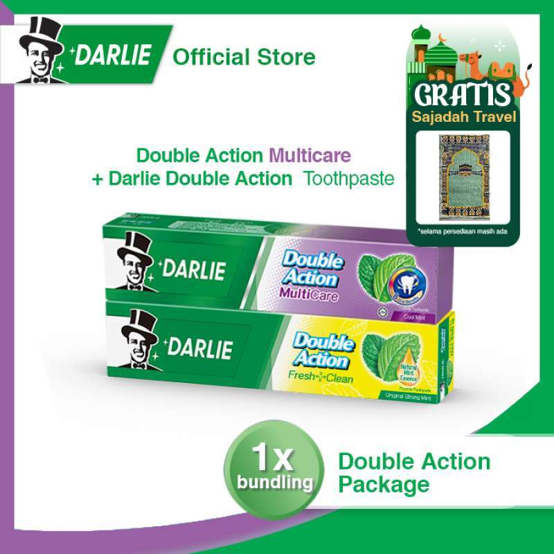 Promo Darlie Double Action Multicare [180 G] + Double Action Original [225 G] Free Sajadah Mini ...