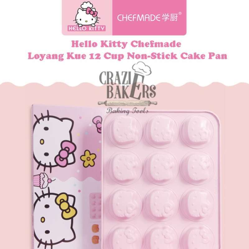 Promo Hello Kitty Chefmade Loyang Kue 12 Cup Non-stick Cake Pan Diskon ...