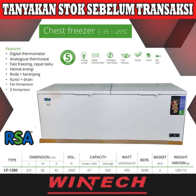 Jual Rsa Cf-1200 Chest Freezer - Freezer Box - Putih Terbaik Di Seller ...