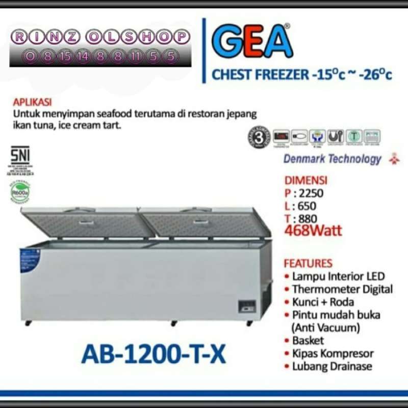 Jual Gea Chest Freezer Ab-1200 Kulkas Pembeku Ab1200 Di Seller Sn ...